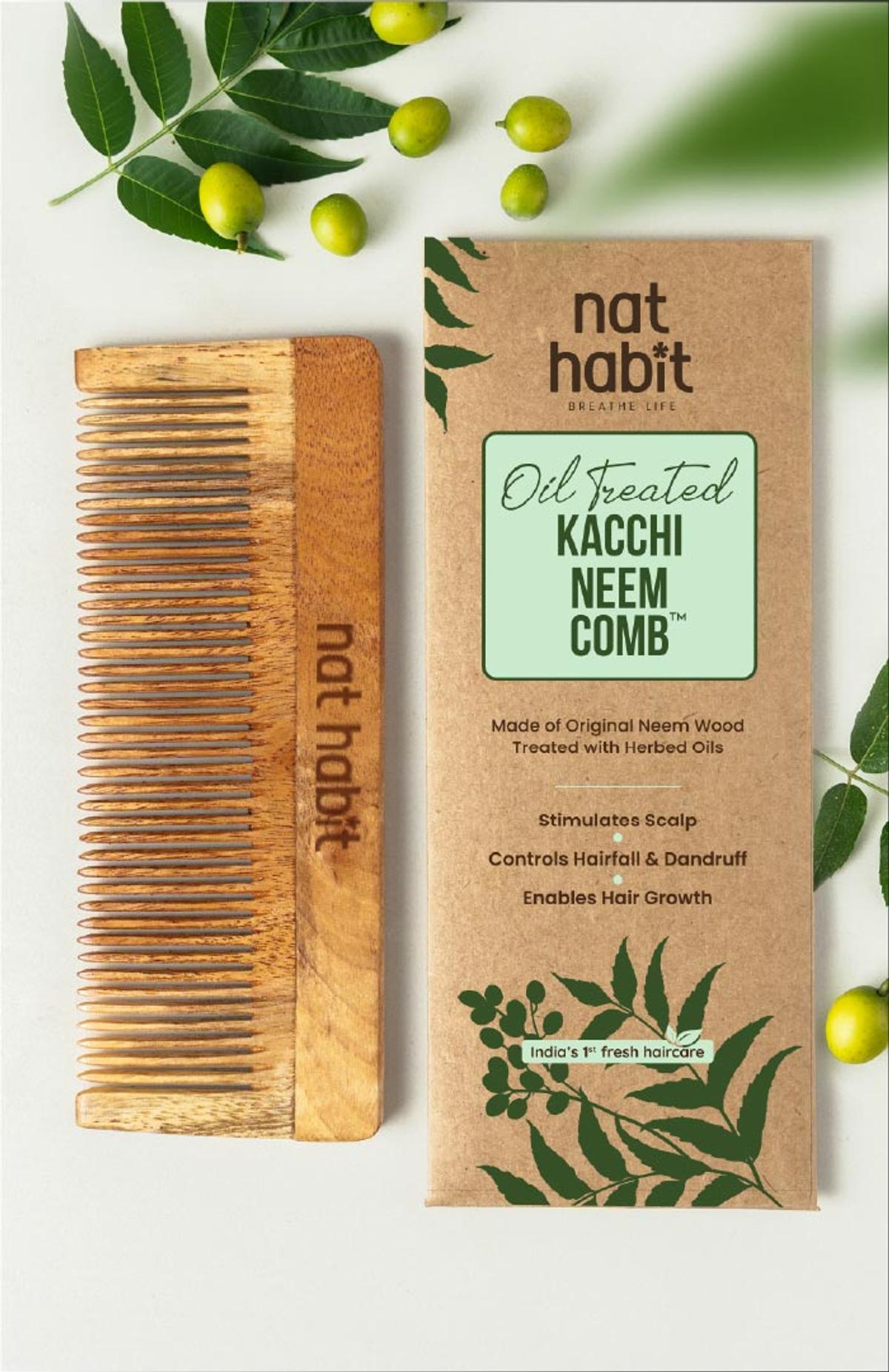 Fine Tooth Kacchi Neem Styling Comb