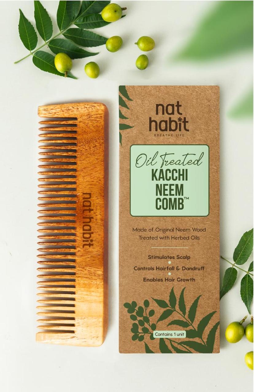 Fine Tooth Kacchi Neem Styling Comb